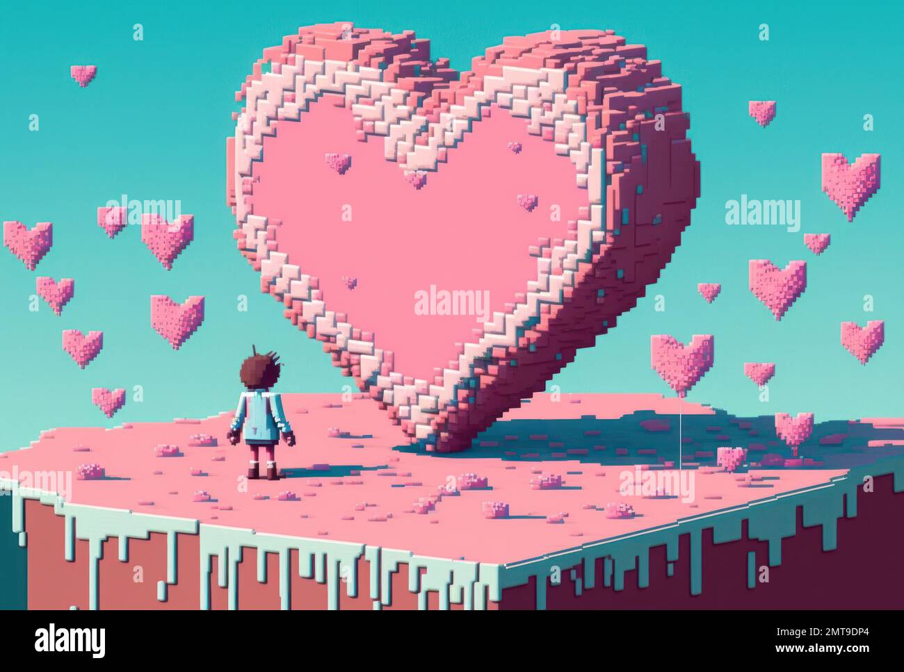 Valentine card background pixel art style graphic Stock Photo - Alamy