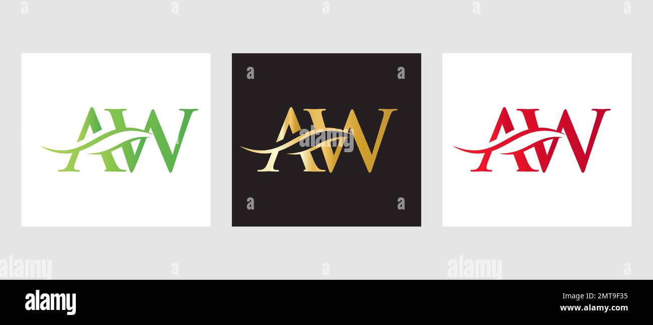 Initial Monogram Letter AW Logo Design. AW Logotype Template Stock ...