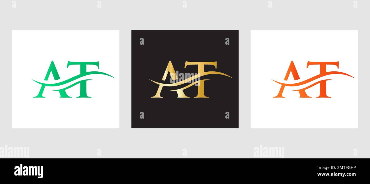 Initial Monogram Letter AT Logo Design. AT Logotype Template Stock ...
