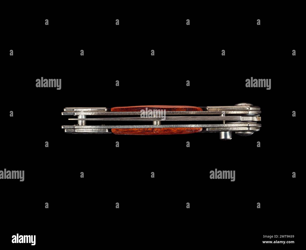 Side view of pocket folding knife with isolated on black background ...