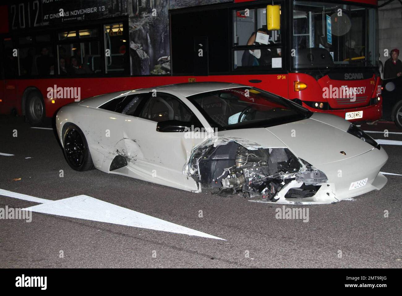 Crashed Lamborghini On Fire