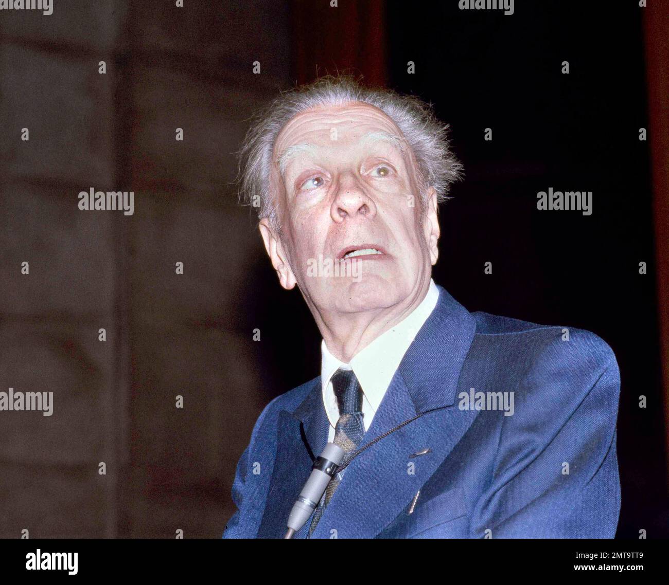 Argentine writer Jorge Luis Borges is pictured at Columbia University ...
