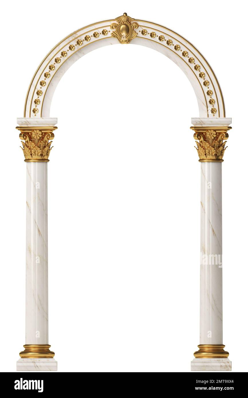 Golden luxury classic arch portal with columns Stock Photo - Alamy