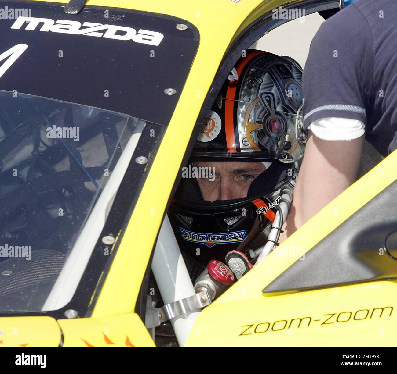 Actor Patrick Dempsey waits in his car prior to his practice at the ...