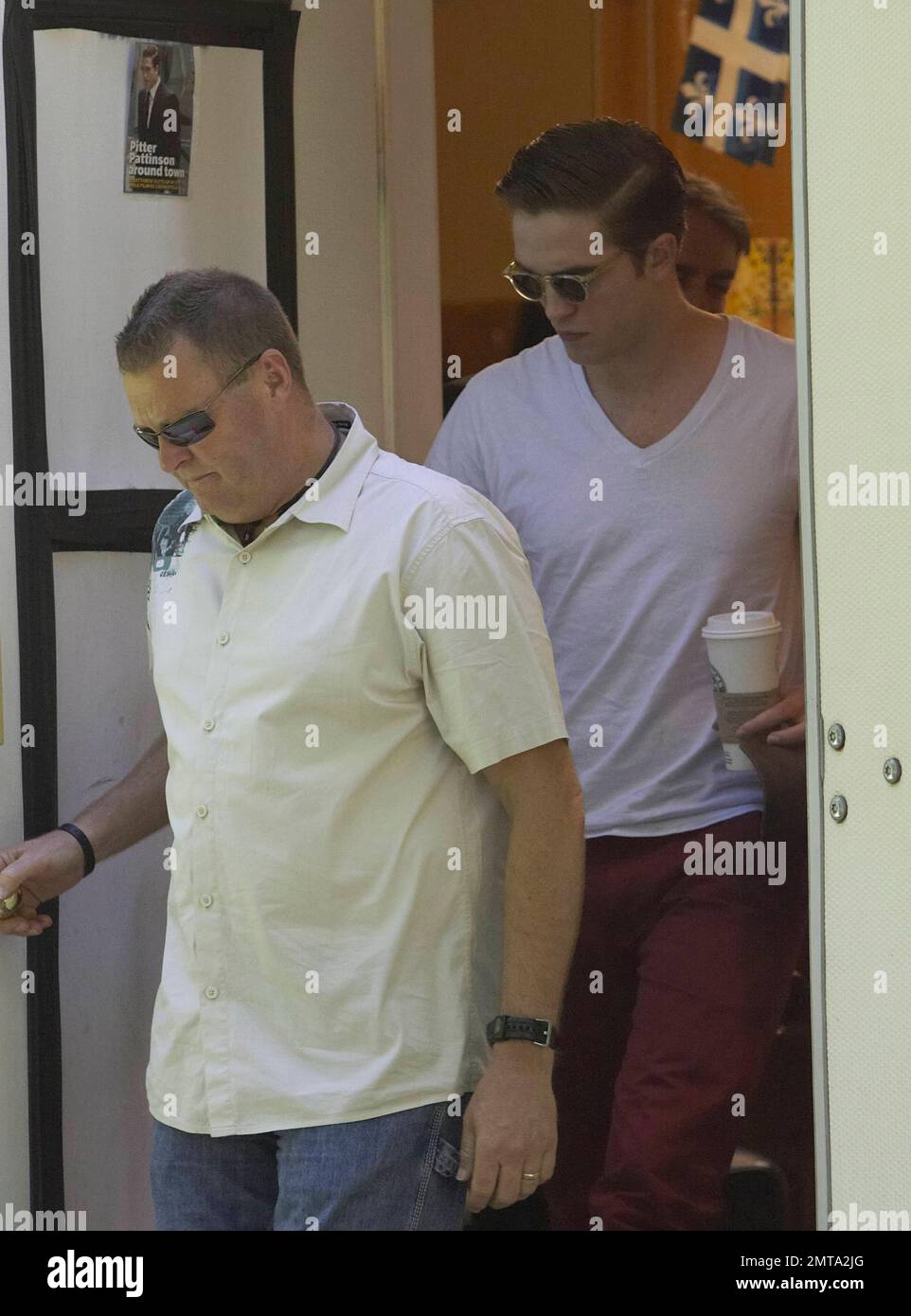 Robert Pattinson arrives on the set of his new movie Cosmopolis. The ...