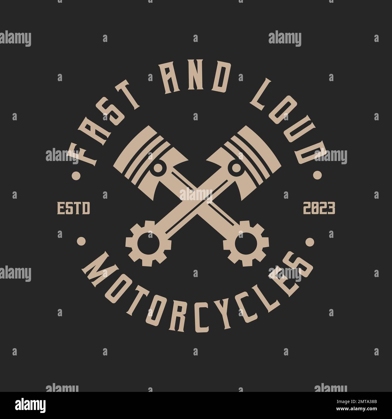 Vintage motorcycle repair service label with inscription and crossed ...