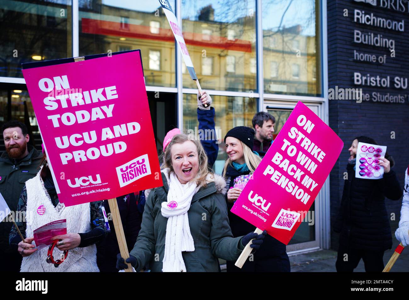 University and College Union (UCU) members on the picket line outside ...