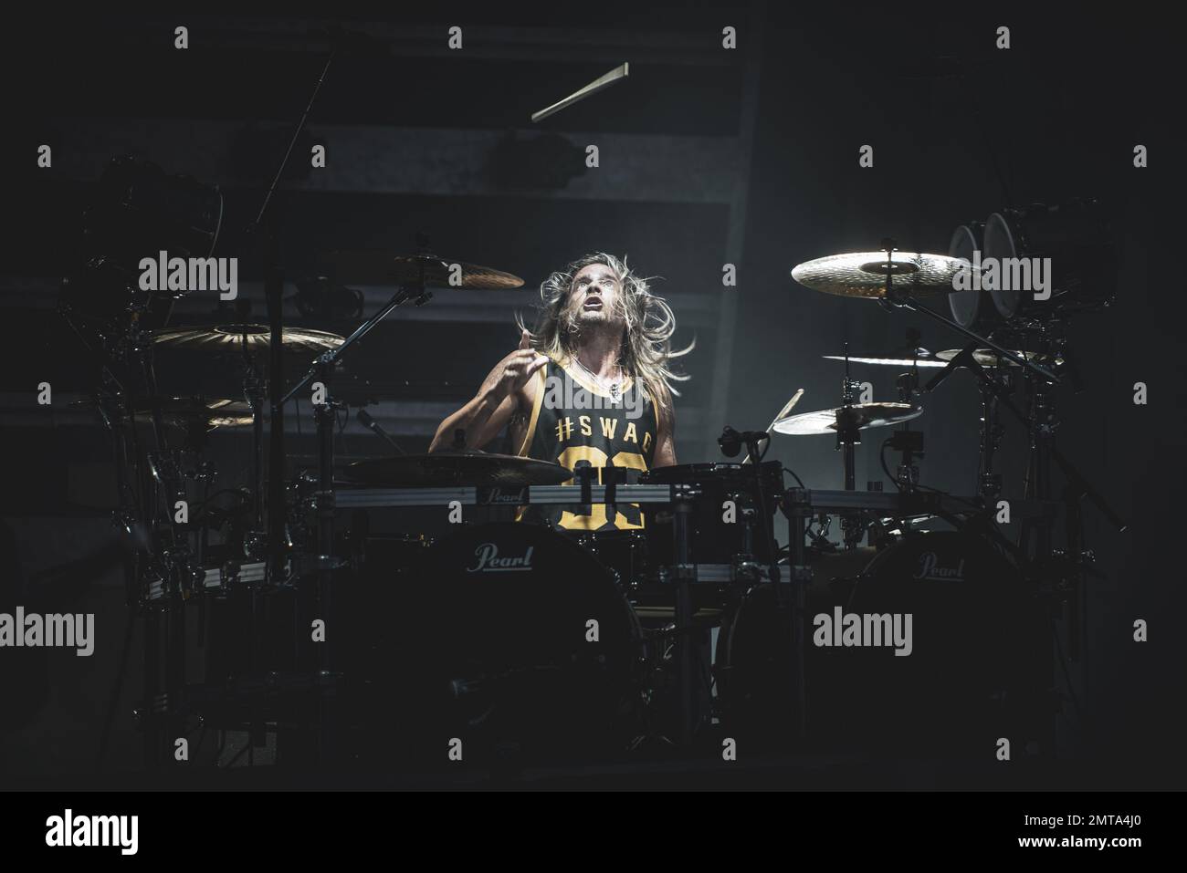 STADIO OLIMPICO, TURIN, ITALY: Will Hunt, drummer of the Italian rocker ...