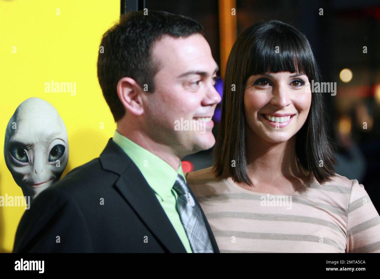 Joe Lo Truglio and Beth Dover at the premiere of "Paul" at the Grauman ...