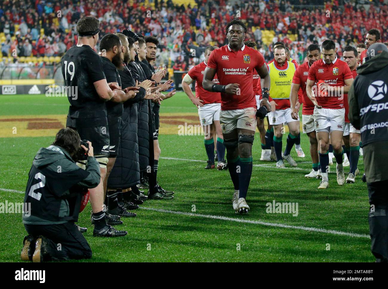 Lions second rower Maro Itoje is clapped from the field by the All ...