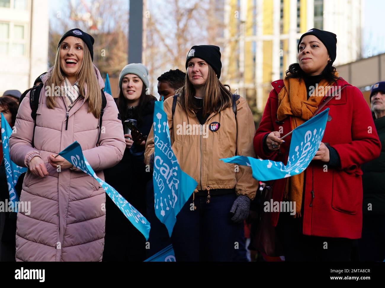 Members of the National Education Union (NEU) join fellow strikers from ...