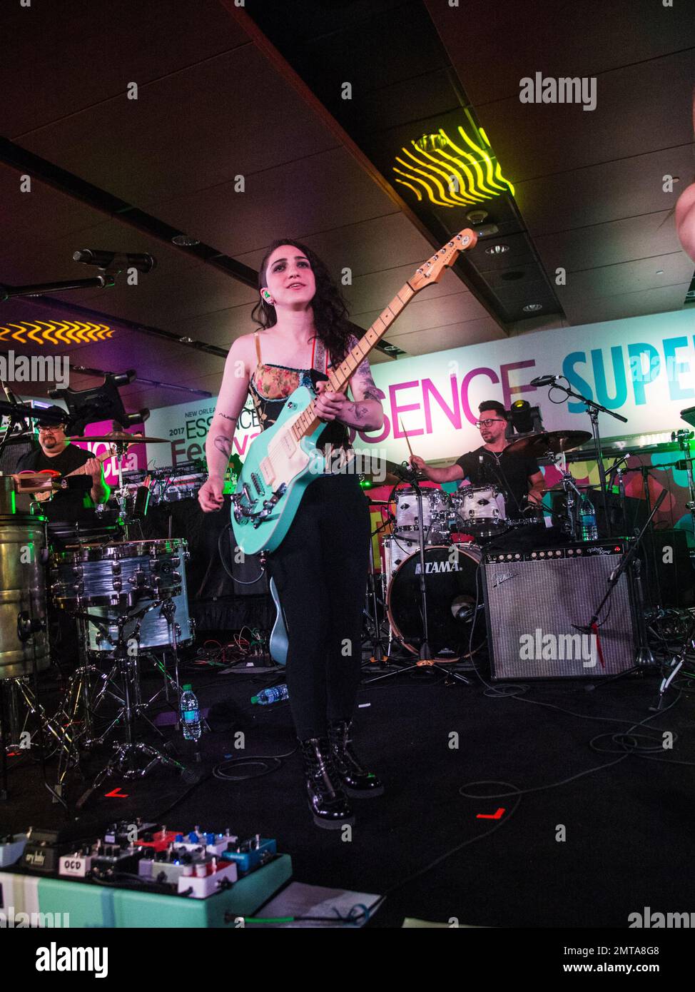 Emily Estefan seen at the 2017 Essence Festival at the Mercedes-Benz ...