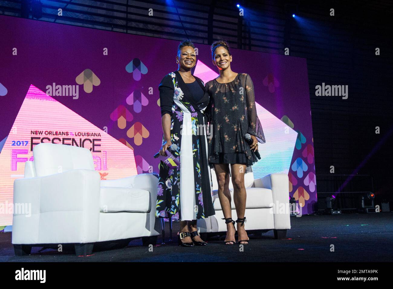 Editor-in-Chief of ESSENCE Magazine Vanessa K. De Luca, left, and Halle ...