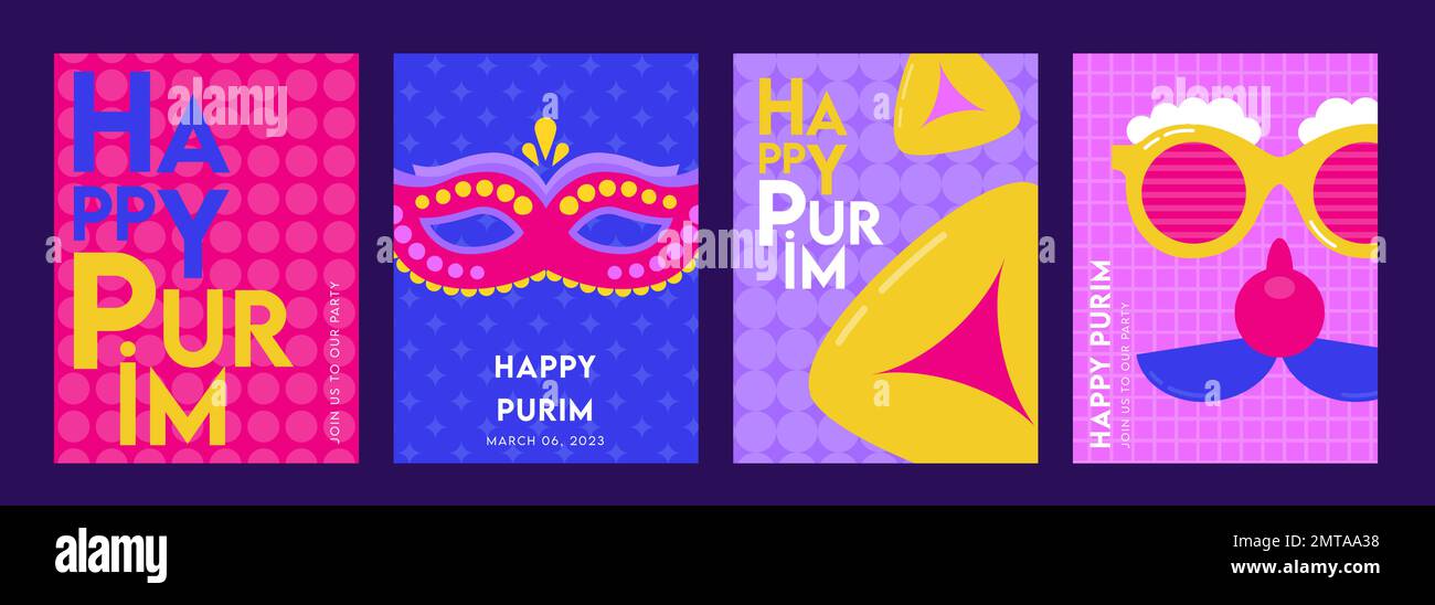 Carnival colorful posters set, flyer or invitation. Funfair funny ...