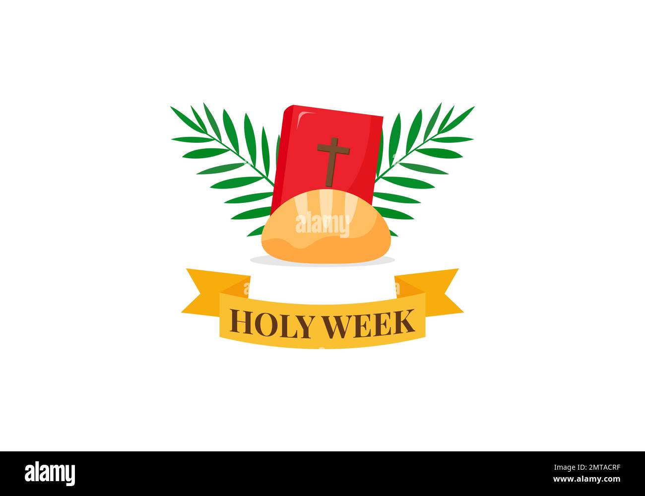 Christian greeting card or banner of the Holy Week before Easter. Bread ...