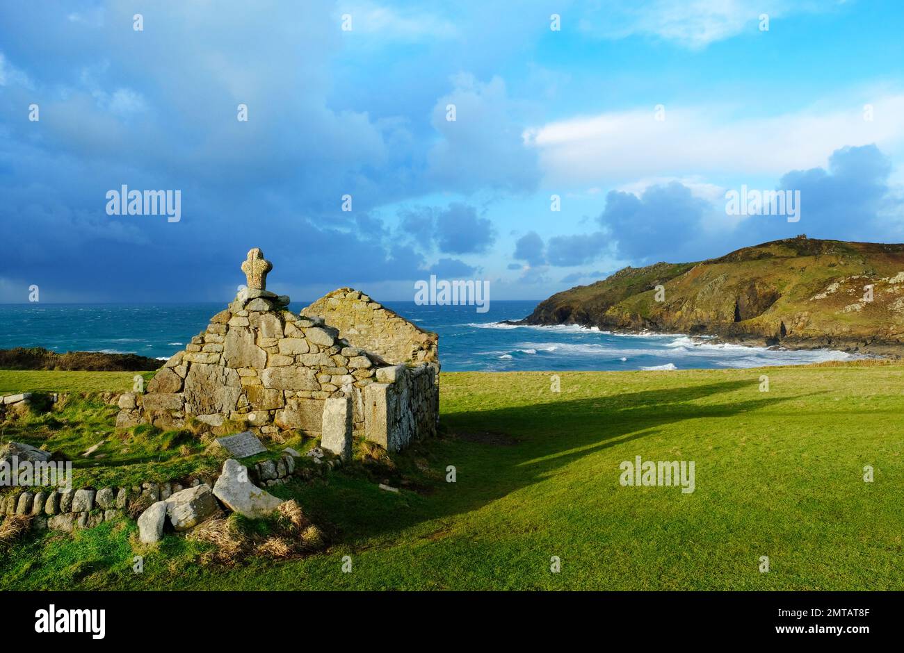 The ruins of St, Helens Oratory, Cape Cornwall, UK - John Gollop Stock ...