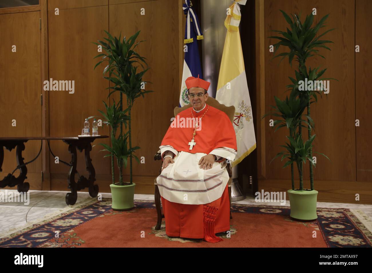 New Cardinal Gregorio Rosa Chavez waits to meet with faithful after he ...