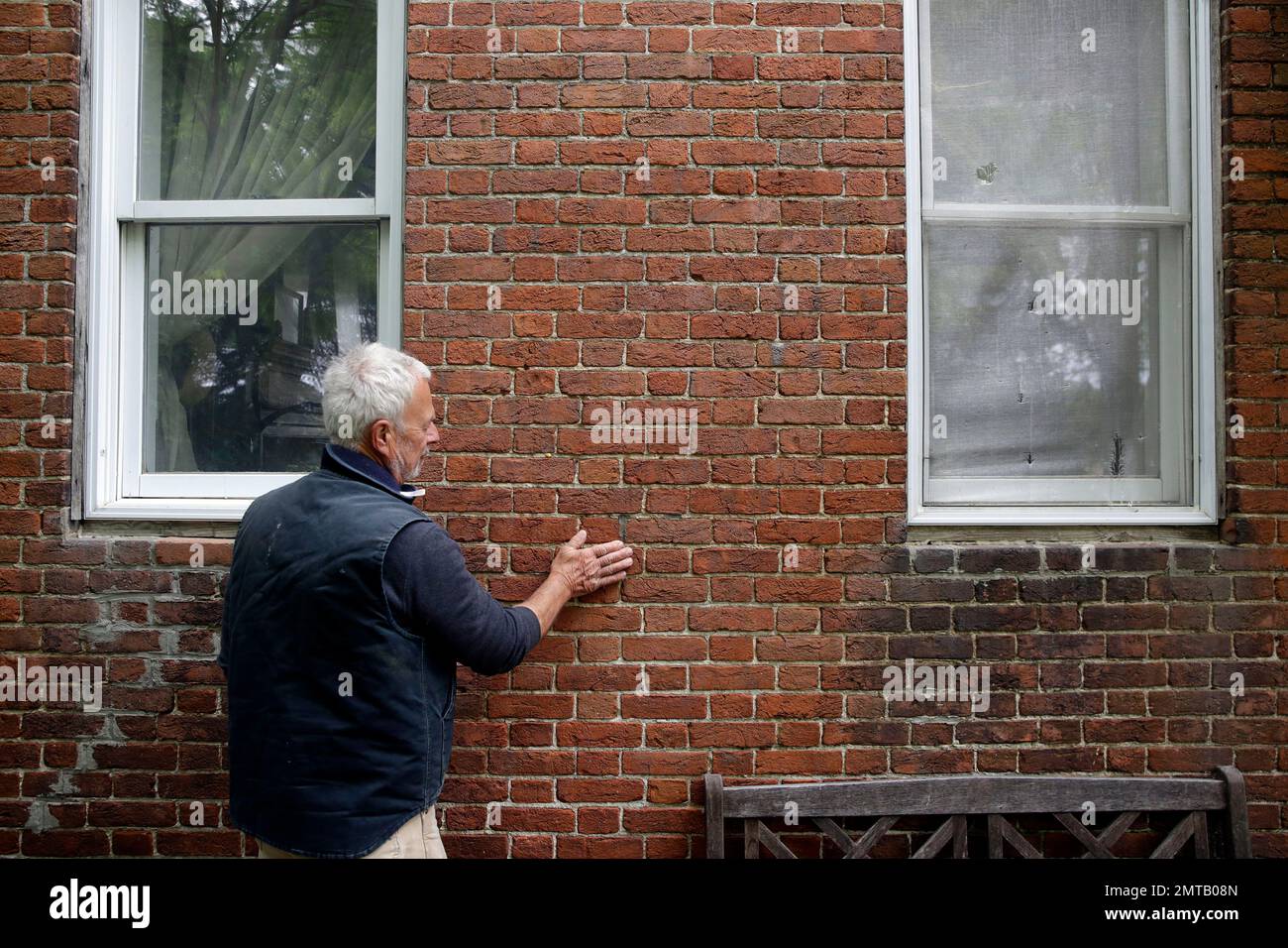 In this May 12, 2017 photo, Michael McCrea shows where people have come ...