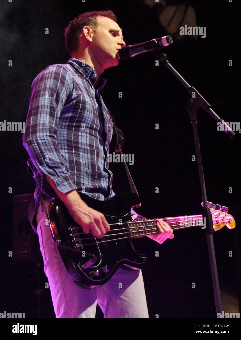English-Swedish pop rock band The Hoosiers pose backstage and later ...