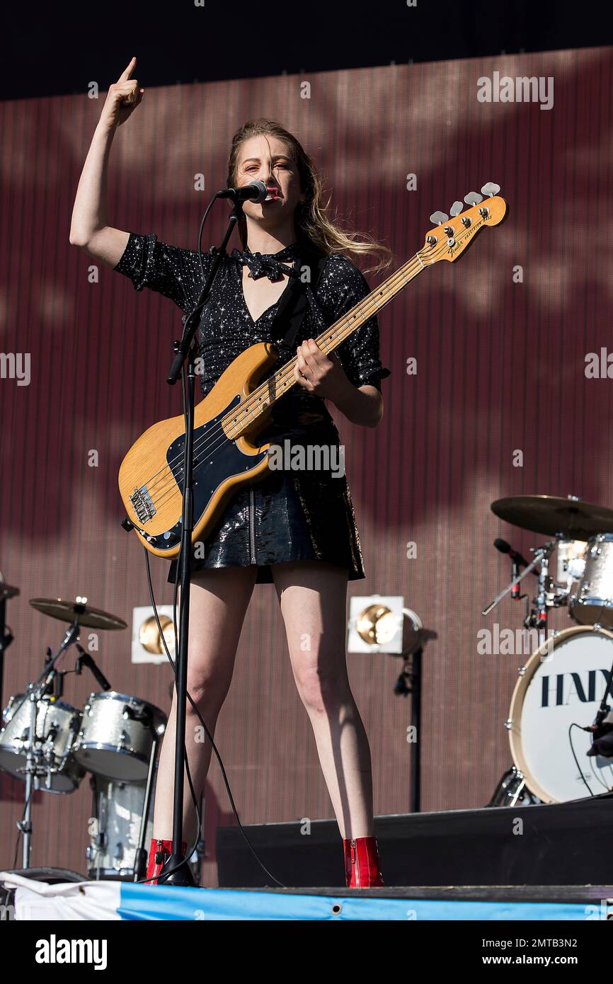 Bass guitarist Este Haim performs with her group 'Haim' at the ...