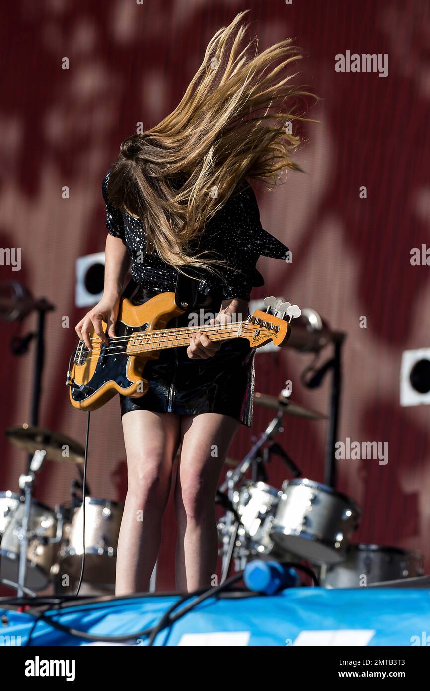 Bass guitarist Este Haim performs with her group 'Haim' at the ...