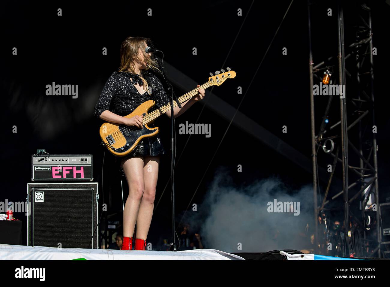 Bass guitarist Este Haim performs with her group 'Haim' at the ...