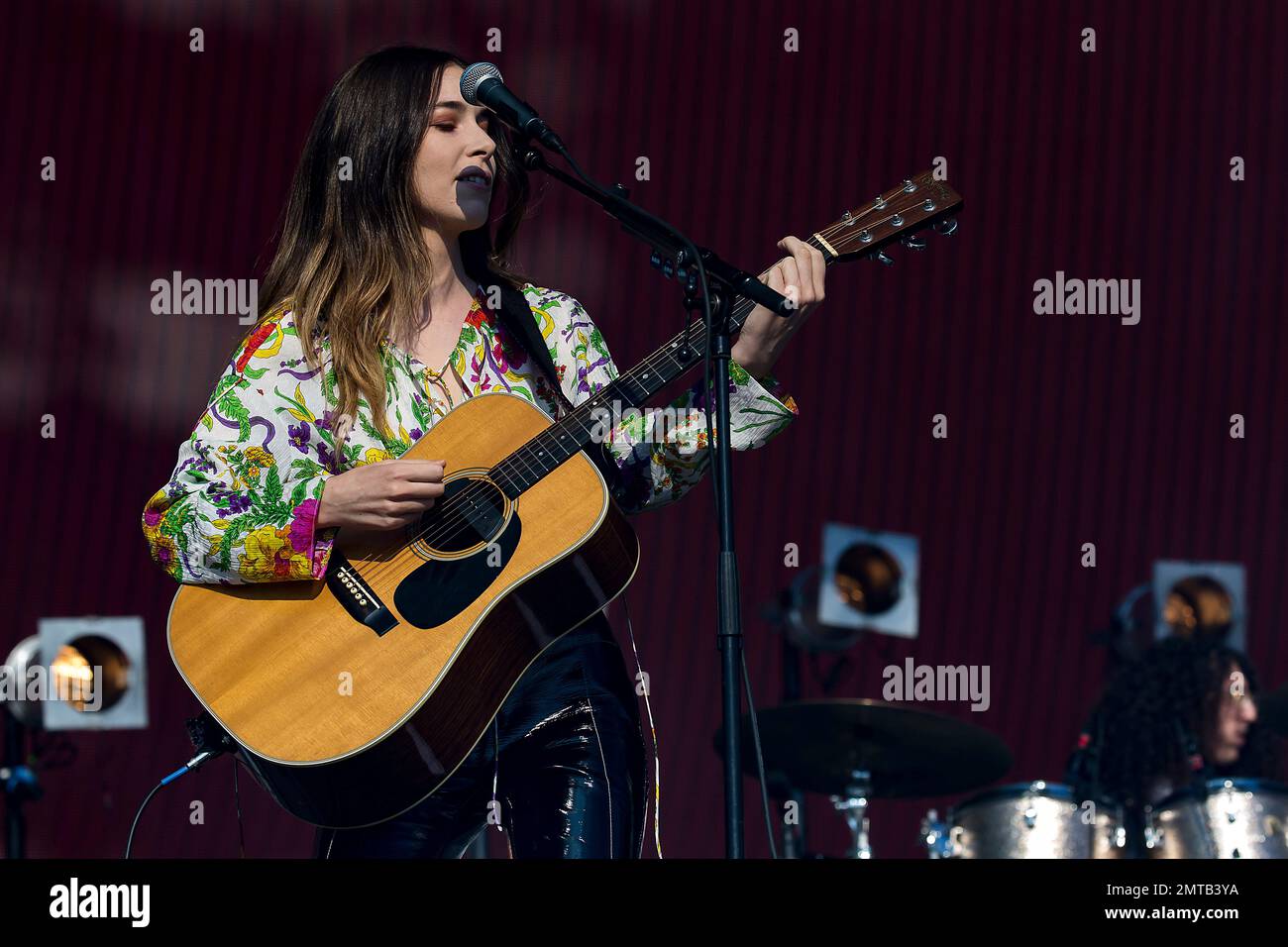 Singer Danielle Haim performs with her group 'Haim' at the Glastonbury ...