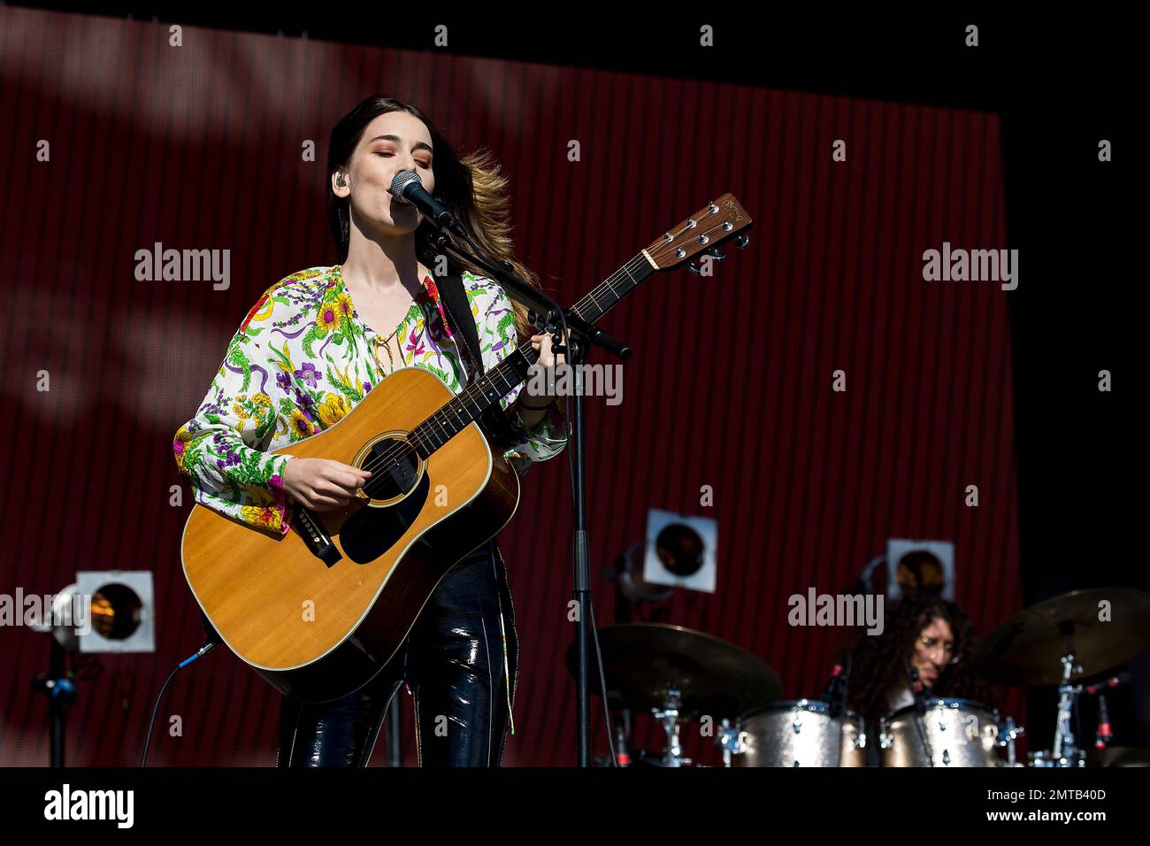 Singer Danielle Haim performs with her group 'Haim' at the Glastonbury ...