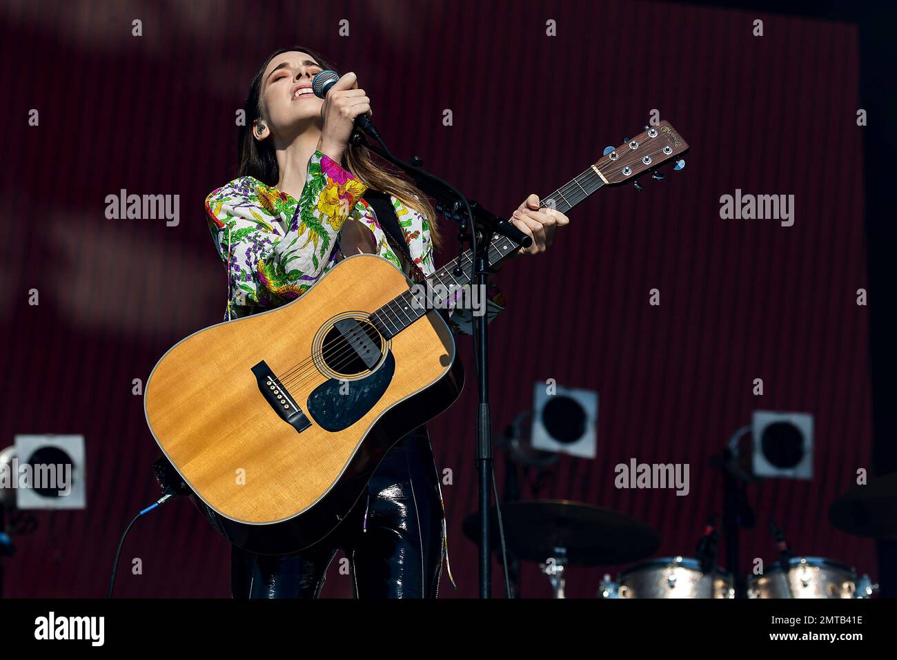 Singer Danielle Haim performs with her group 'Haim' at the Glastonbury ...