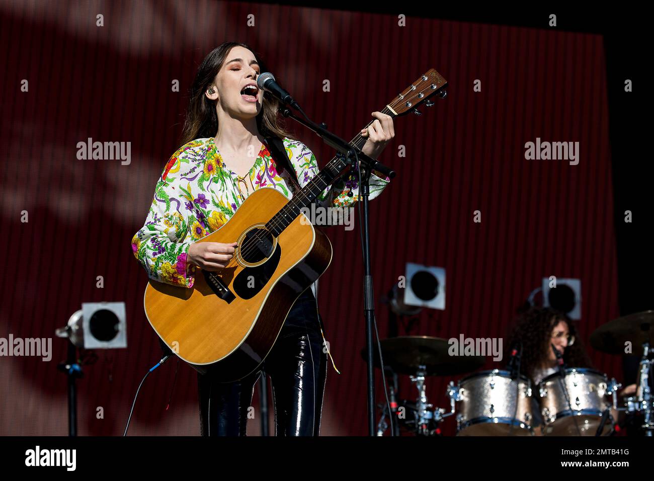 Singer Danielle Haim performs with her group 'Haim' at the Glastonbury ...
