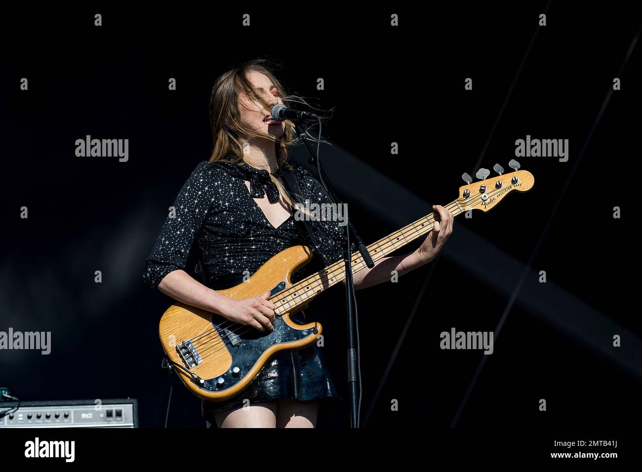 Bass guitarist Este Haim performs with her group 'Haim' at the ...