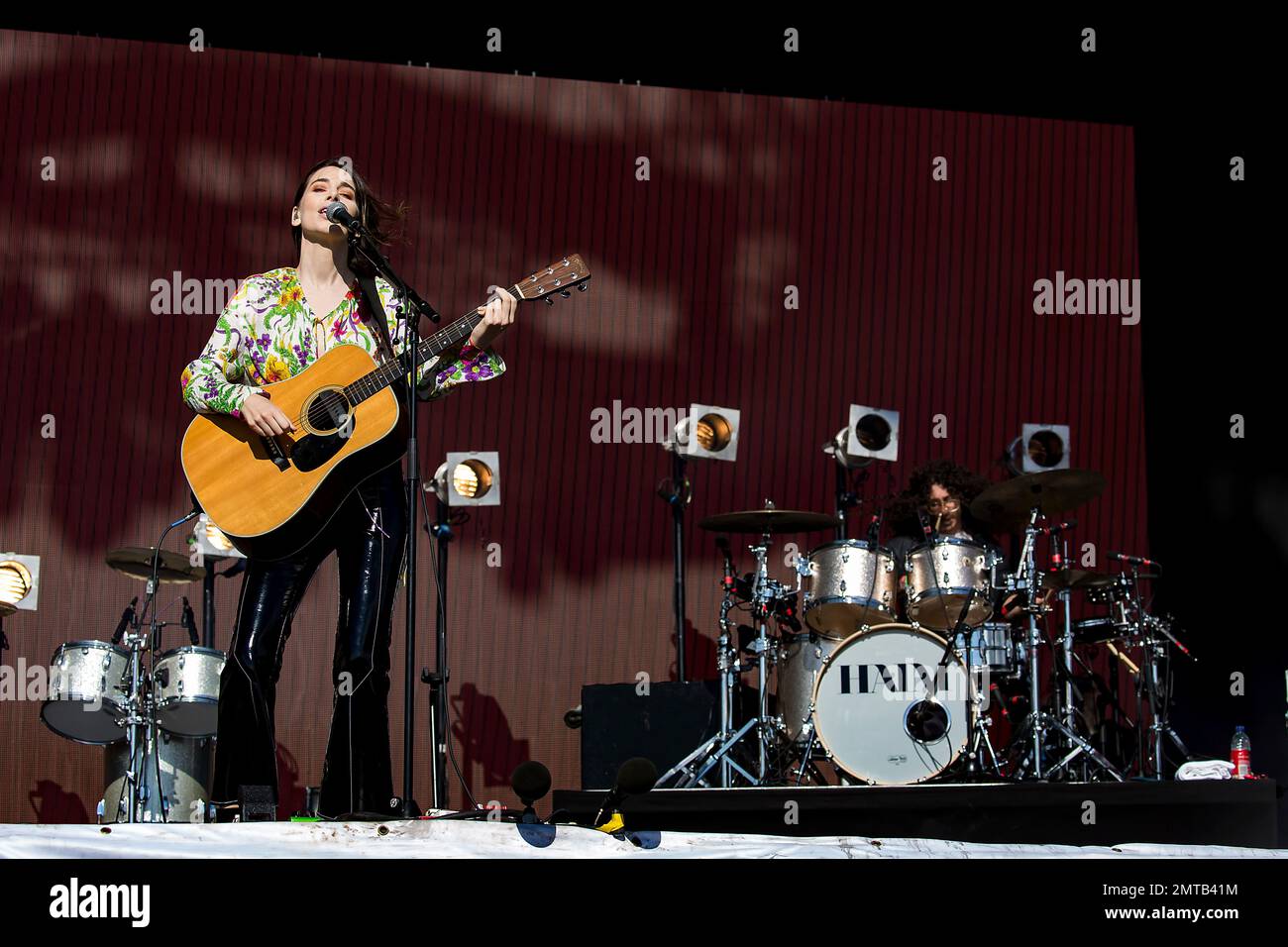 Singer Danielle Haim performs with her group 'Haim' at the Glastonbury ...