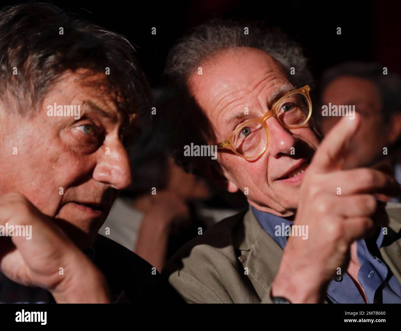 Former prosecutor Gherardo Colombo, right, is flanked by Italian writer ...