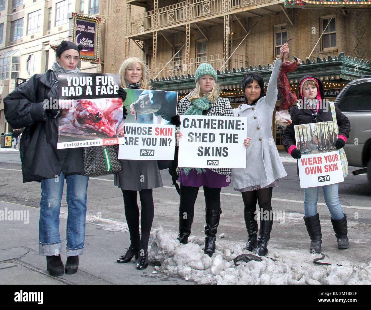 Members of PETA protest against Catherine Zeta-Jones outside the Walter ...