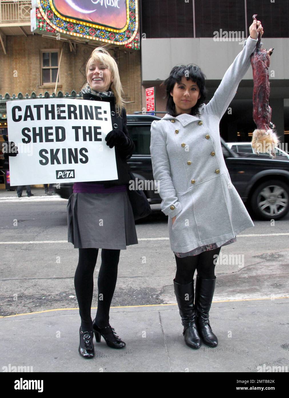 Members of PETA protest against Catherine Zeta-Jones outside the Walter ...