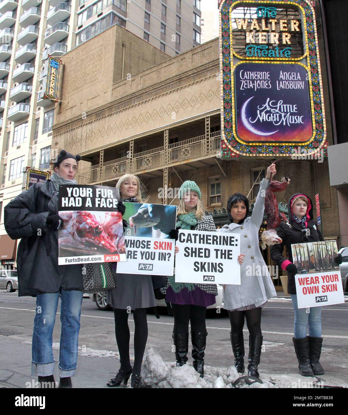 Members of PETA protest against Catherine Zeta-Jones outside the Walter ...