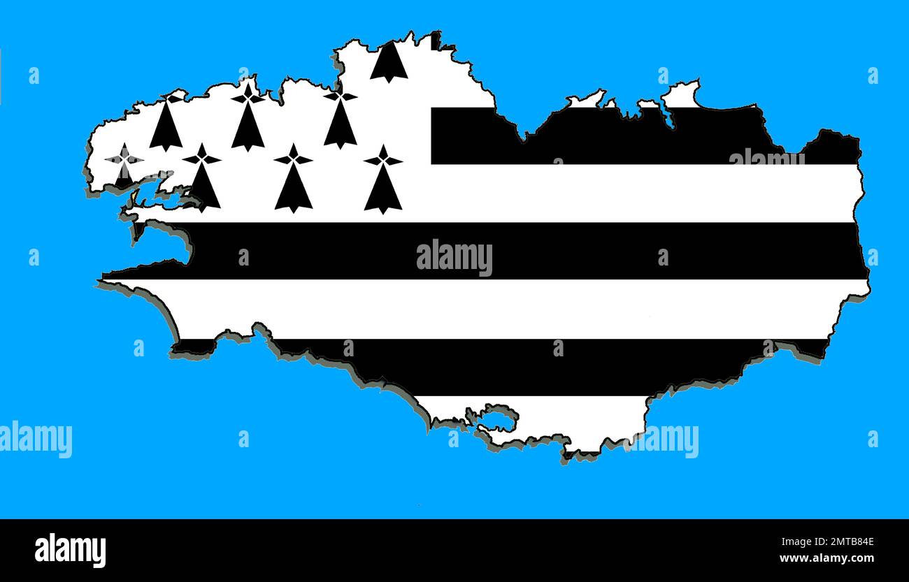 Regional flag incorporated in the map of Brittany Stock Photo - Alamy