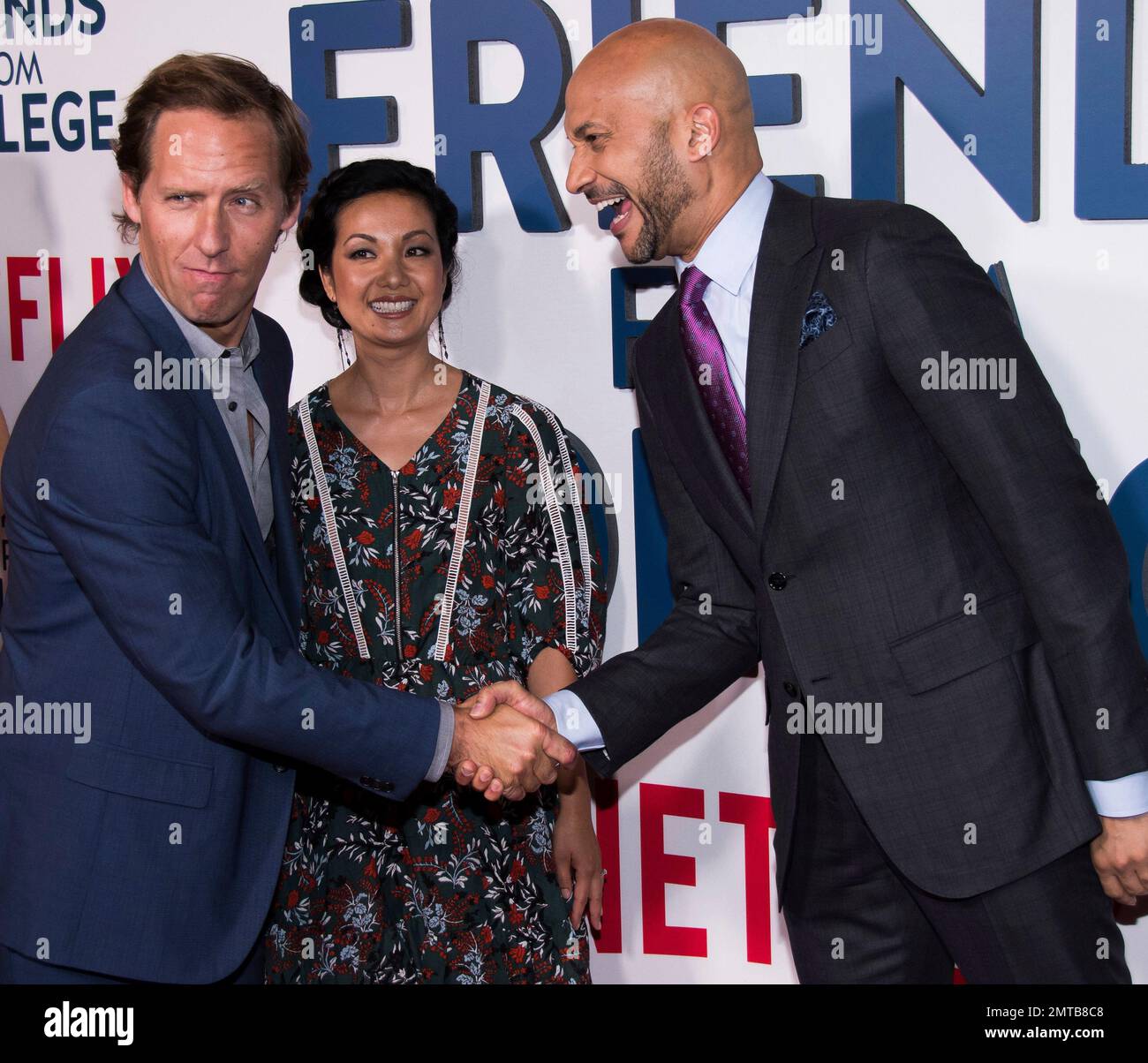 Nat Faxon, from left, Jae Suh Park and Keegan-Michael Key attend the ...