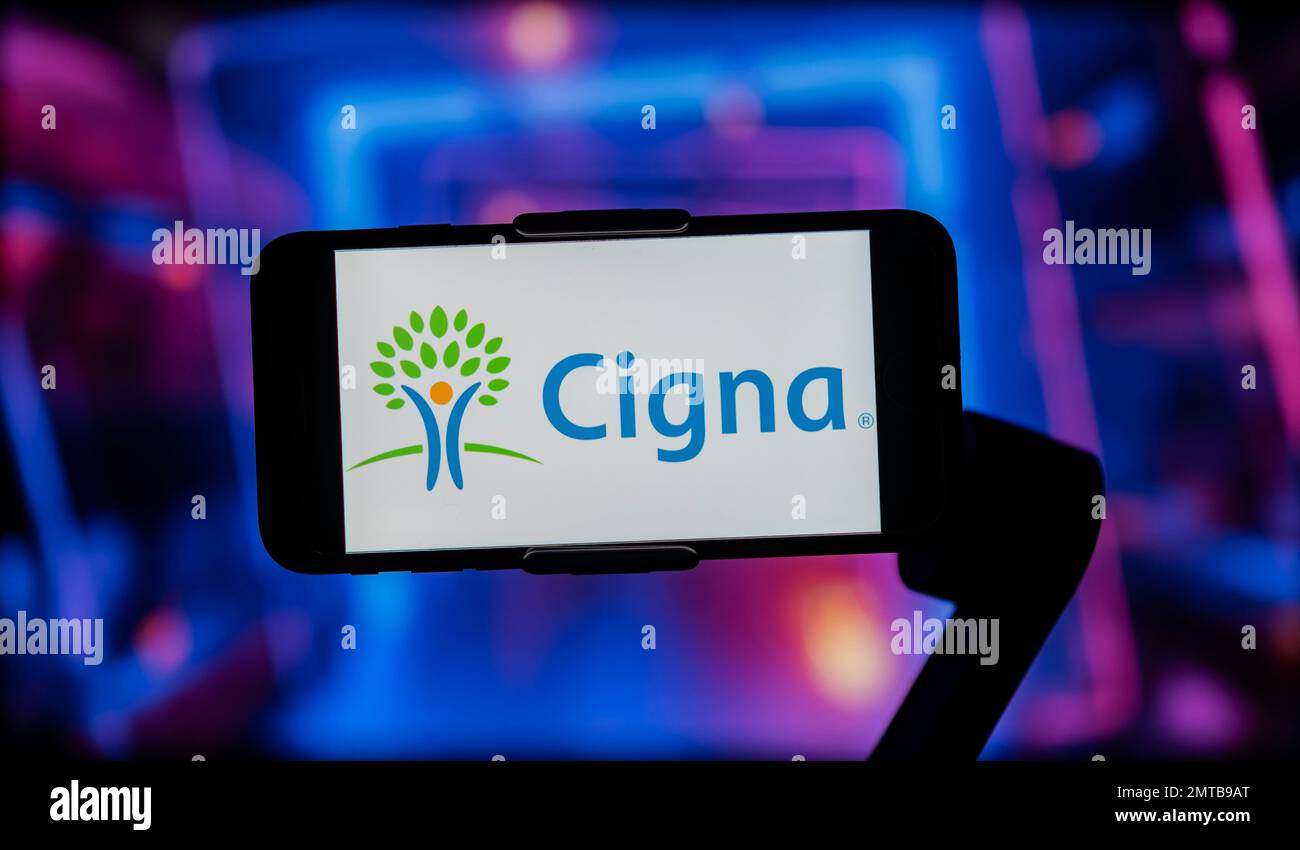 India. 01st Feb, 2023. In this photo illustration, the logo of Cigna ...