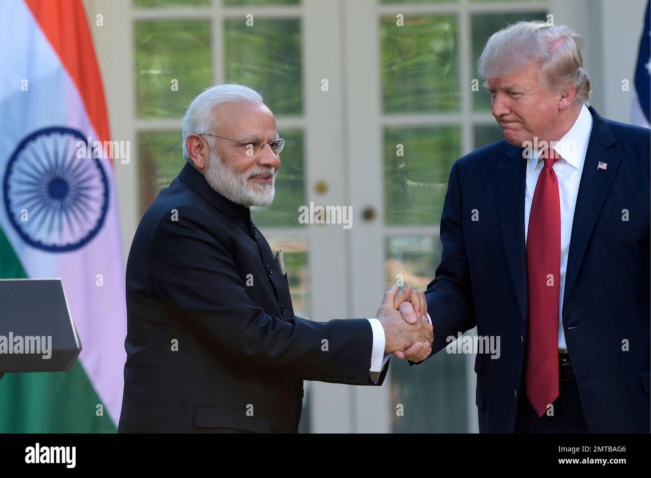 President Donald Trump and Indian Prime Minister Narendra Modi shake ...