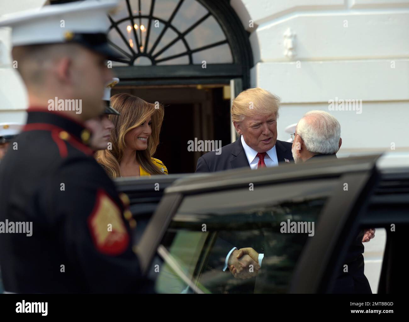 President Donald Trump and first lady Melania Trump greet Indian Prime ...