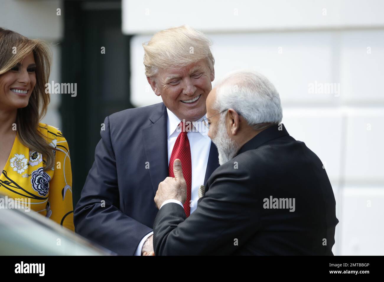 President Donald Trump and first lady Melania Trump greet Indian Prime ...