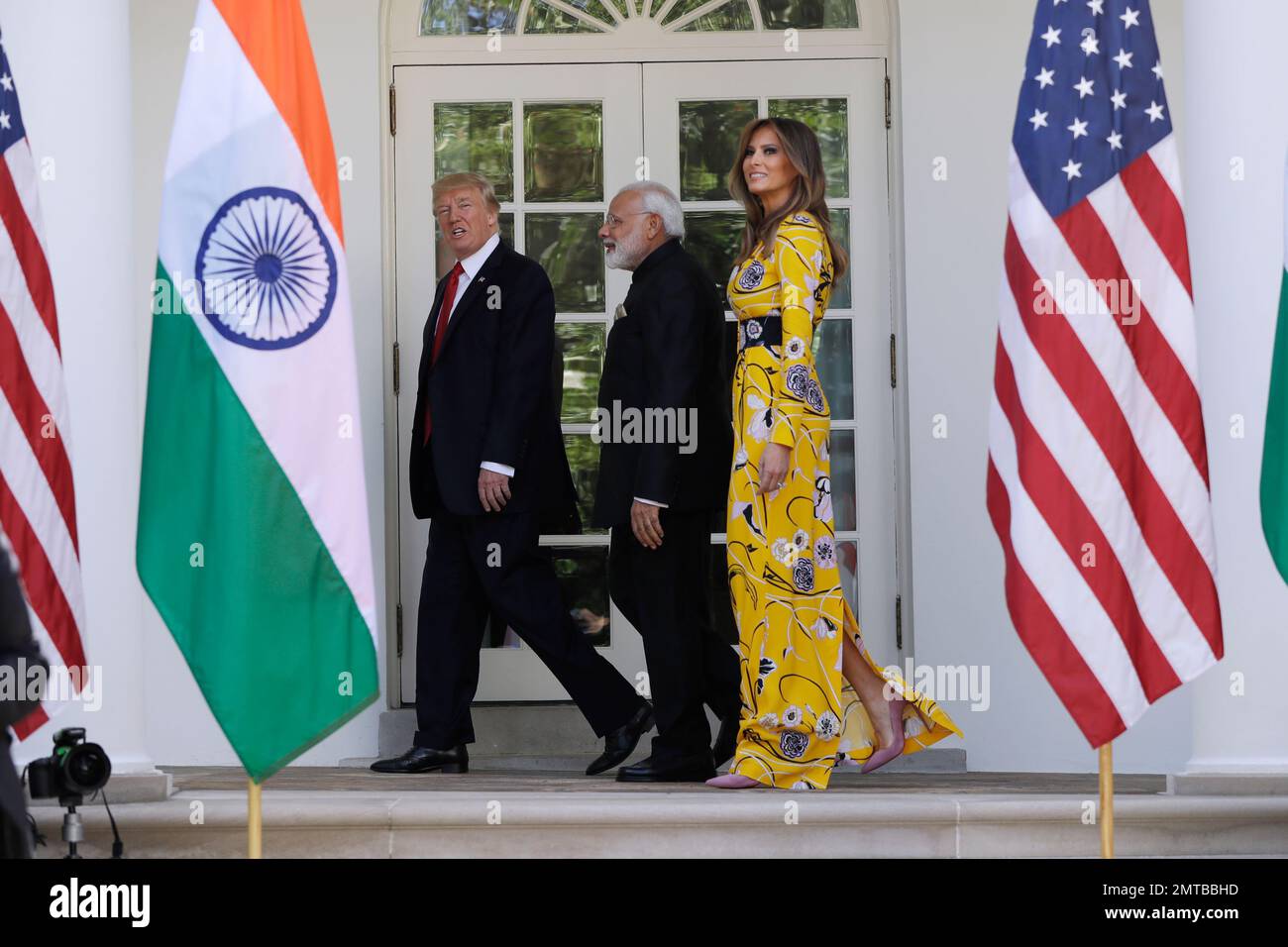 President Donald Trump and first lady Melania Trump walks with Indian ...
