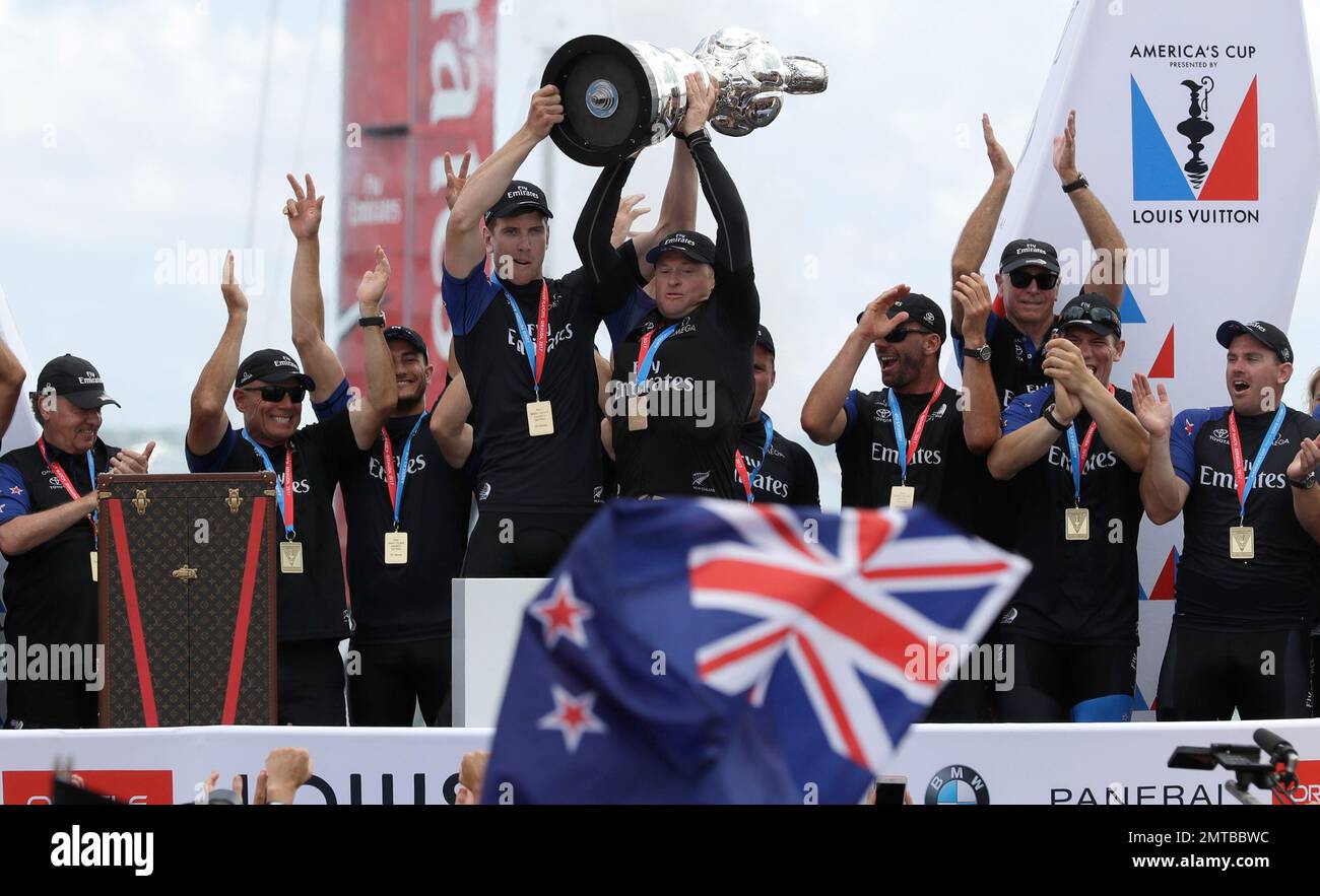 Emirates Team New Zealand helmsman Peter Burling and teammate Glenn ...
