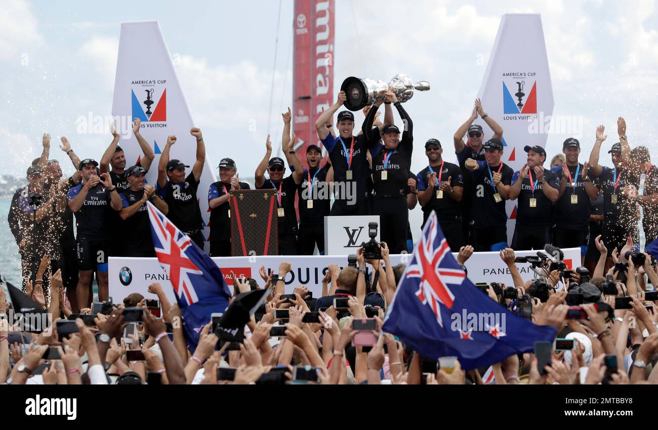 Emirates Team New Zealand helmsman Peter Burling and teammate Glenn ...