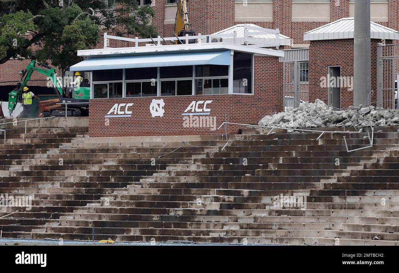 This photo taken Wednesday, June 21, 2017, shows renovation of Fetzer ...