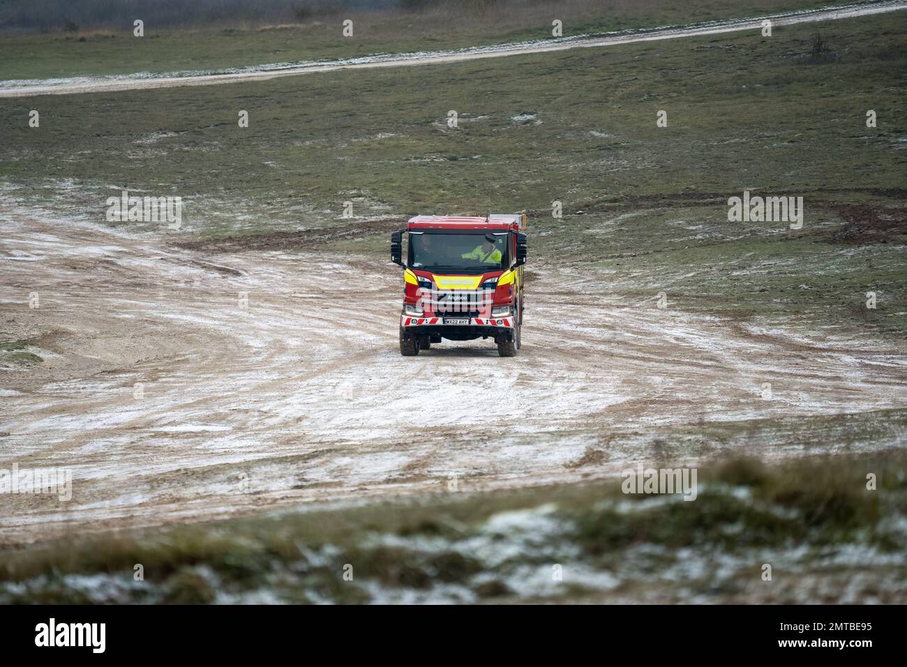 A fire and rescue truck driving off-road during training in Salisbury ...