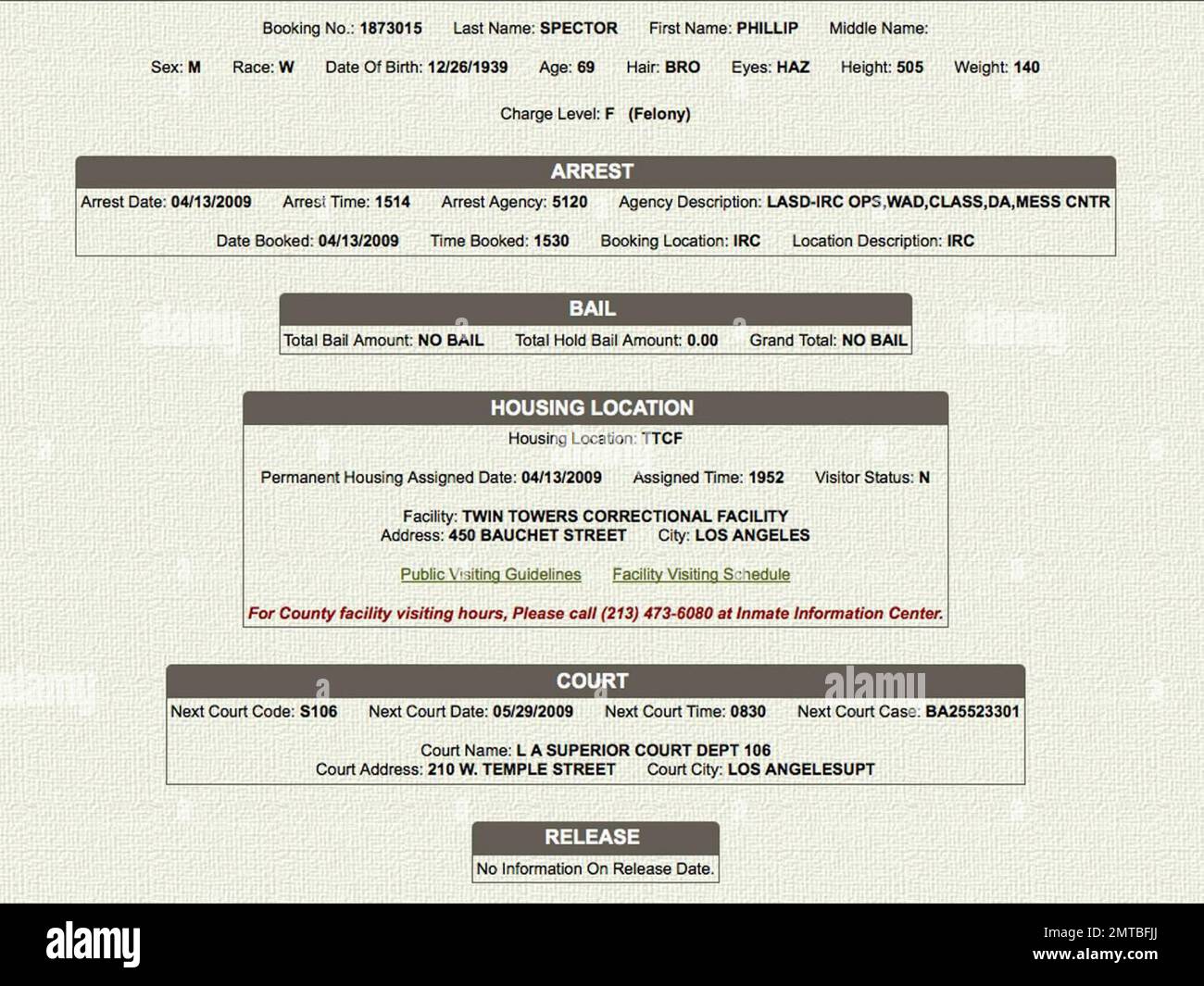 Six years following the death of actress Lana Clarkson at Phil Spector ...