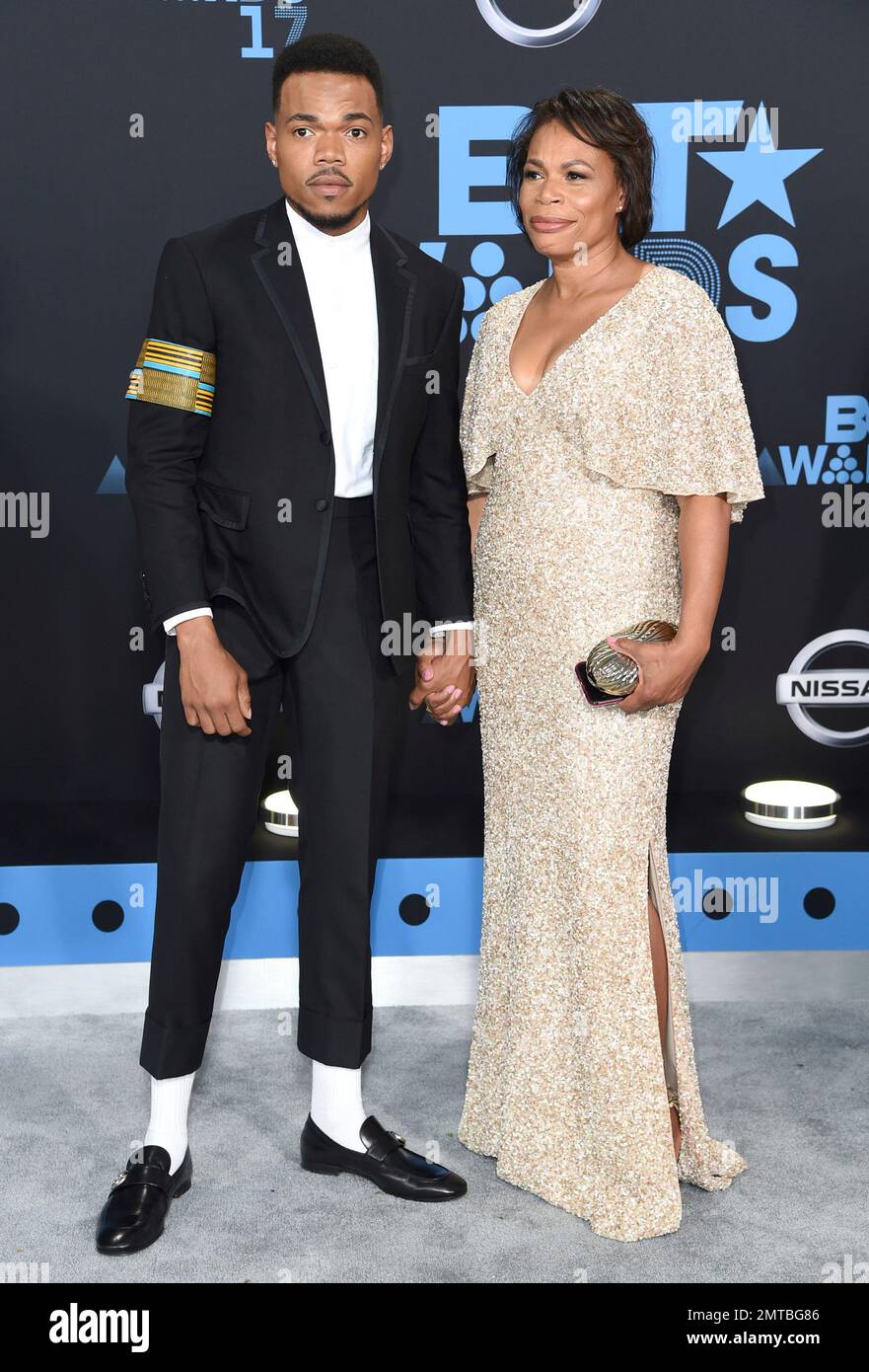 Chance the Rapper, left, and Lisa Bennett arrive at the BET Awards at ...