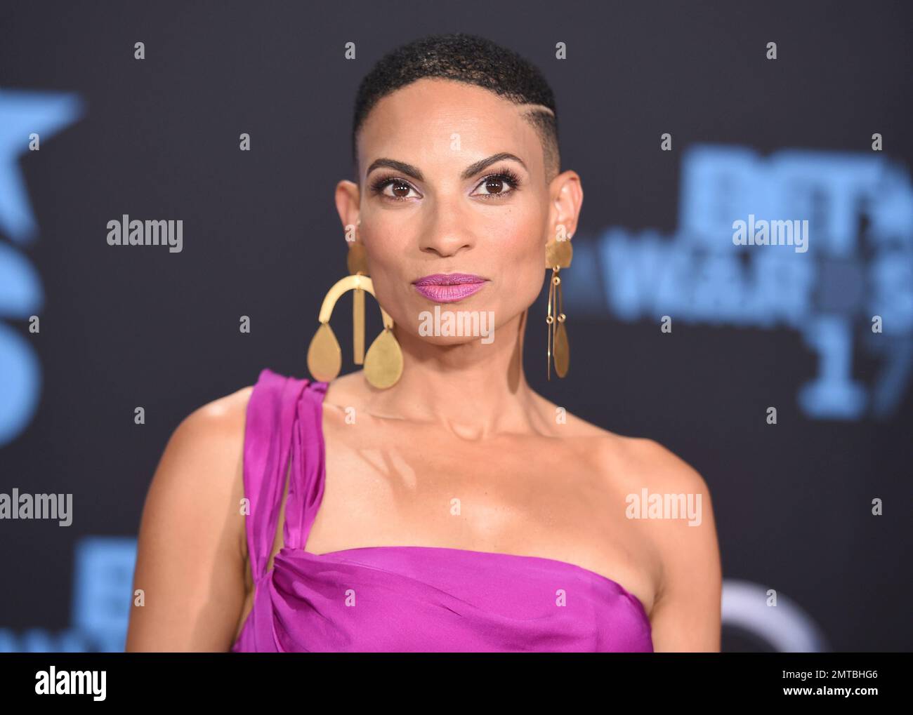 Goapele arrives at the BET Awards at the Microsoft Theater on Sunday ...